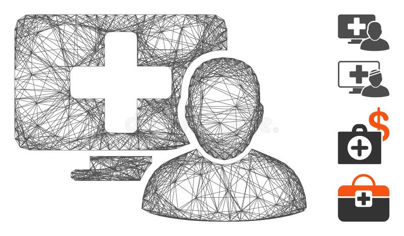 Linear Computer Doctor Vector Mesh Stock Vector - Illustration of grid ...