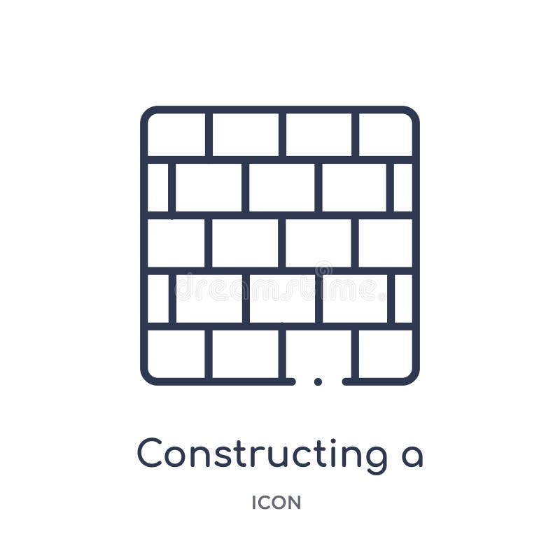 Linear Constructing a Brick Wall Icon from Construction Outline ...