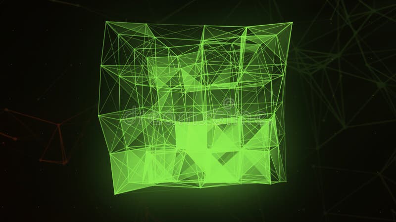 Linear Construction in Geometric Cube. Motion. Colorful Lines are ...