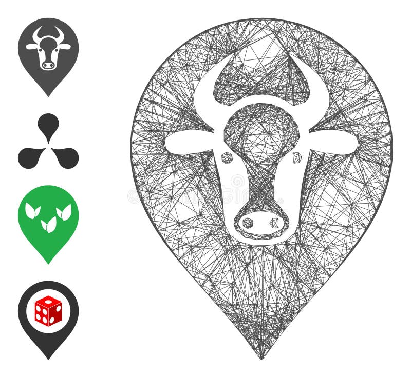 Linear Cow Map Marker Vector Mesh Stock Vector - Illustration of cattle ...