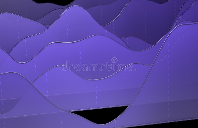 Linear Curved Blue Graph Set 3d Illustration Stock Illustration ...