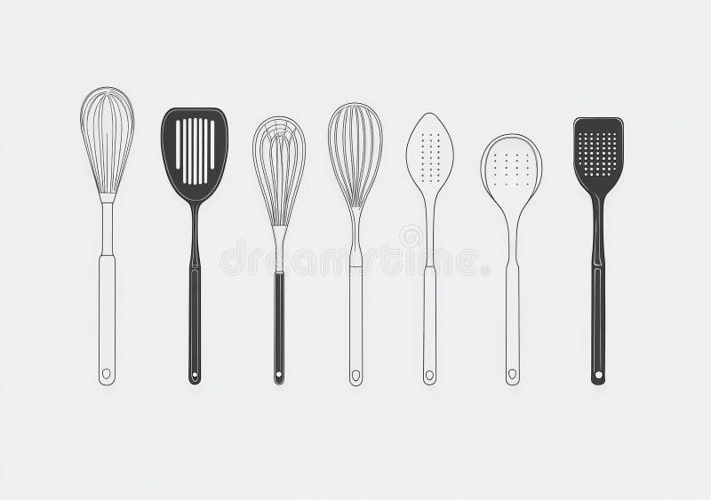 Linear Design Icons for Cooking Enthusiasts Featuring Essential Kitchen ...