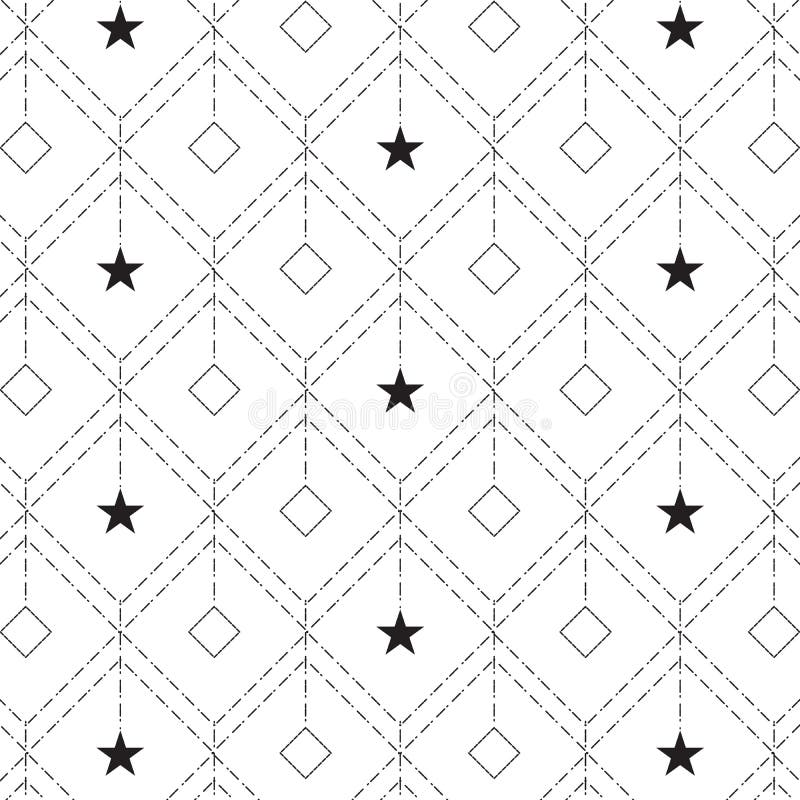 Linear Diamond Shape with Star and Diamond Hanging Inside Patter Stock ...