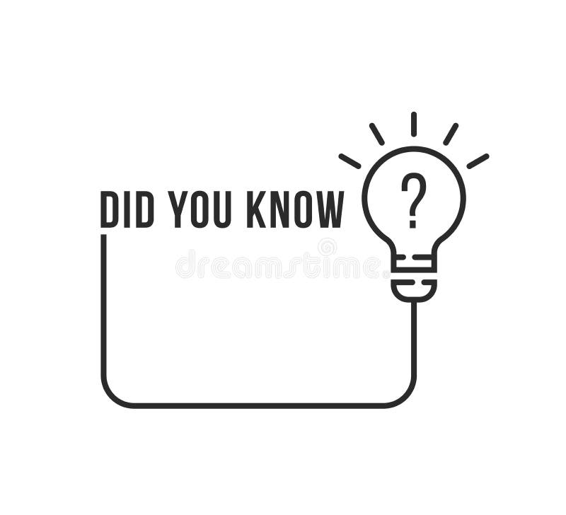 Did You Know Frame Template with Light Bulb and Copy Space Stock Vector ...