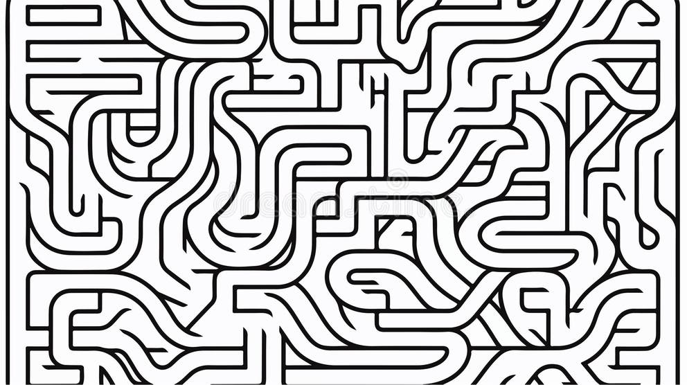 Linear Difficult Maze Game Vector Illustration Stock Vector ...