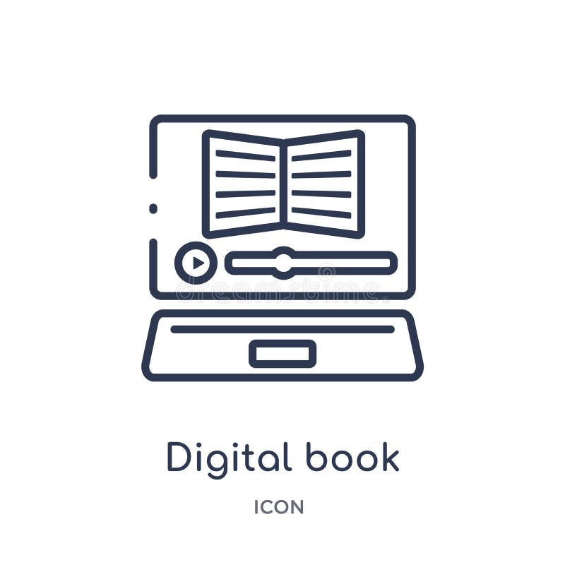 Linear Digital Book Icon from Elearning and Education Outline ...
