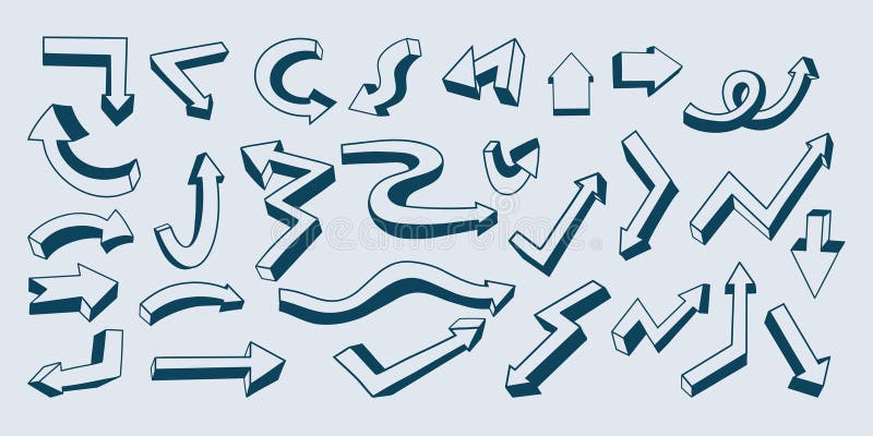 Linear Directional Arrows Doodles. Lines Sign Directions Right Left ...