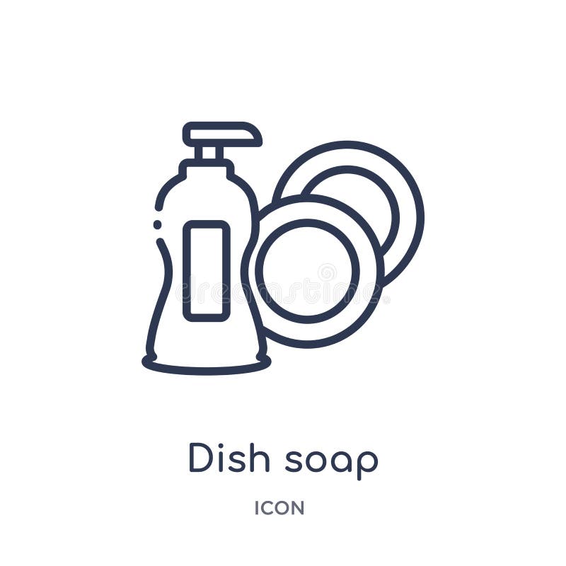 Linear Dish Soap Icon from Cleaning Outline Collection. Thin Line Dish ...