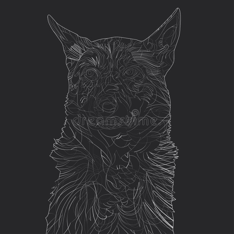 Linear dog portrait. stock vector. Illustration of protect - 44368150