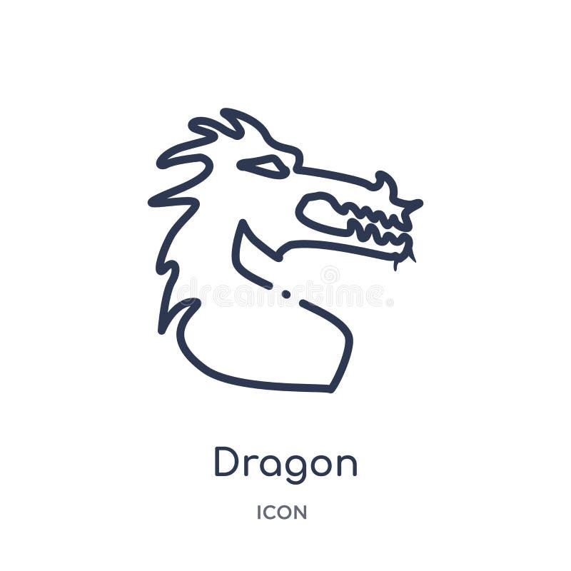 Linear Dragon Icon from Asian Outline Collection. Thin Line Dragon ...