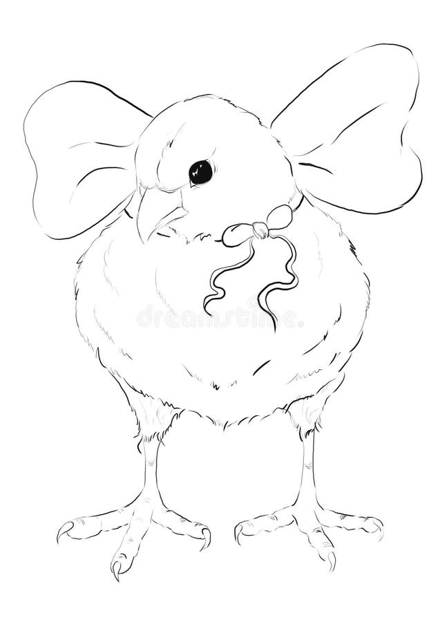 Chicken with Bow Easter Illustration Linear Stock Illustration ...
