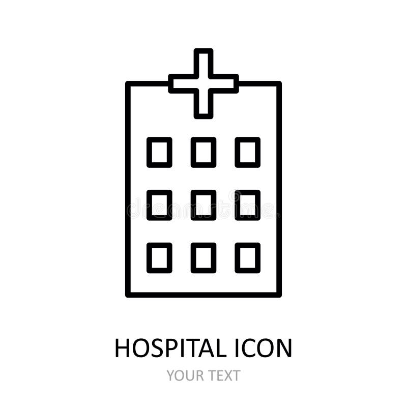 Linear Drawing of Hospital. Vector Icon Stock Vector - Illustration of ...