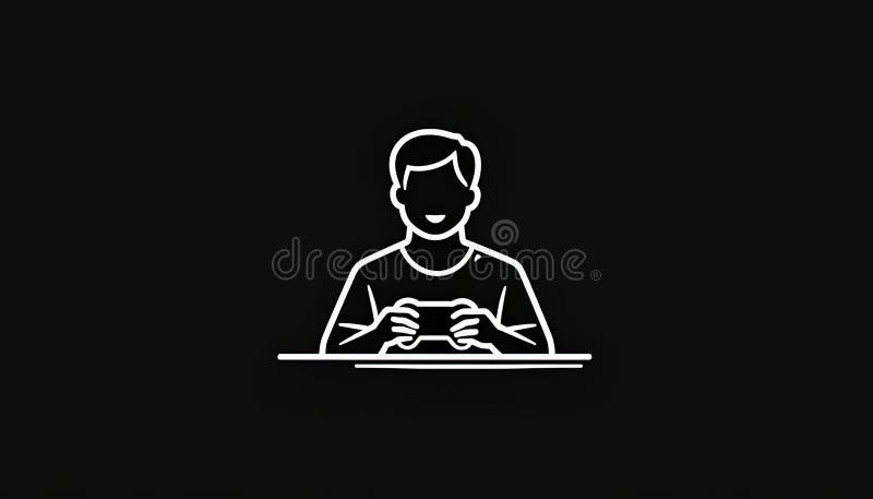 Linear Drawing of Person Gaming at Table Stock Illustration ...