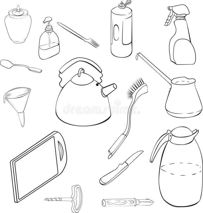 Big Wash. Laundry Objects. Vector Sketch. Stock Vector - Illustration ...