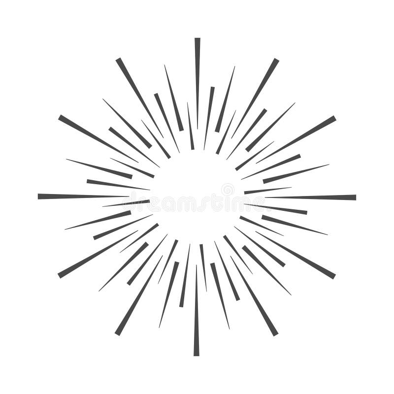 Linear Drawing of Rays of the Sun in Vintage Style. Stock Vector ...