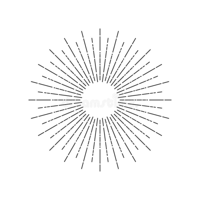 Linear Drawing of Rays of the Sun in Vintage Style. Thin Line Vector ...