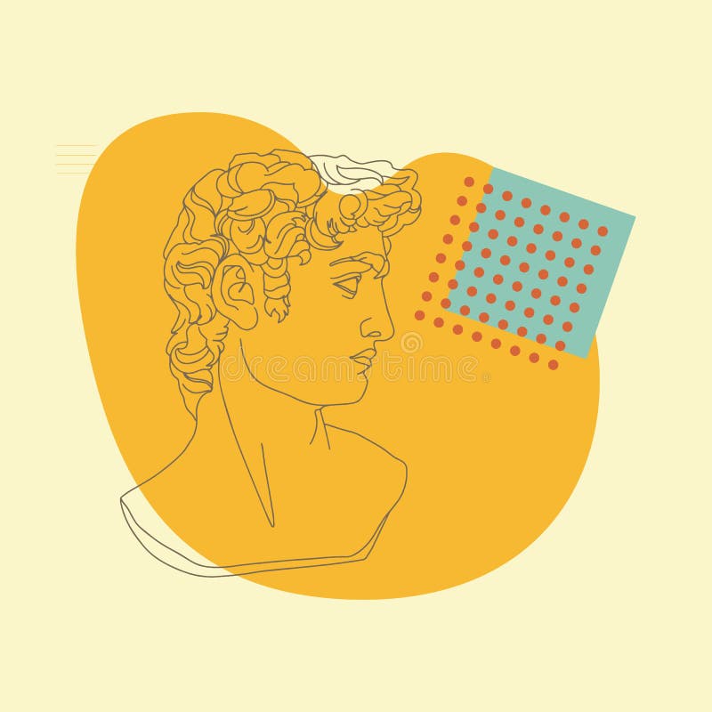 Linear Drawing of a Statue of David by Michelangelo Stock Vector ...