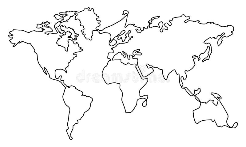 Linear Drawing of World Map. Image of World Map Stock Vector ...