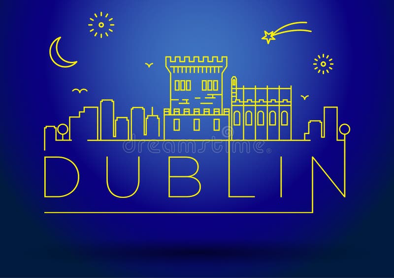 Linear Dublin City Silhouette with Typographic Design Stock Vector ...