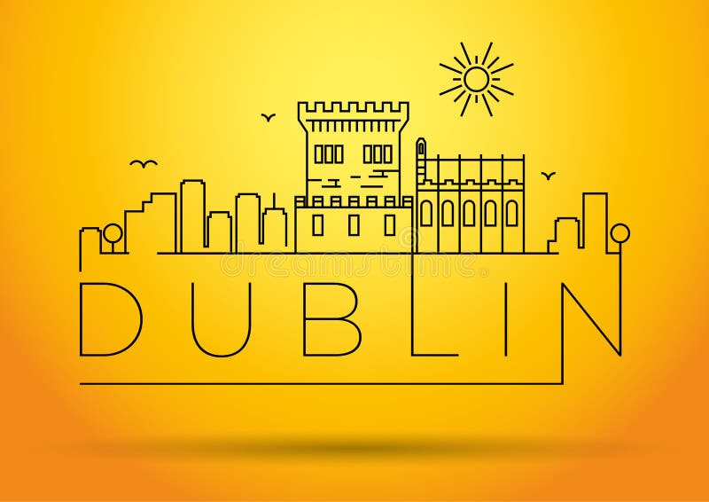 Linear Dublin City Silhouette with Typographic Design Stock Vector ...