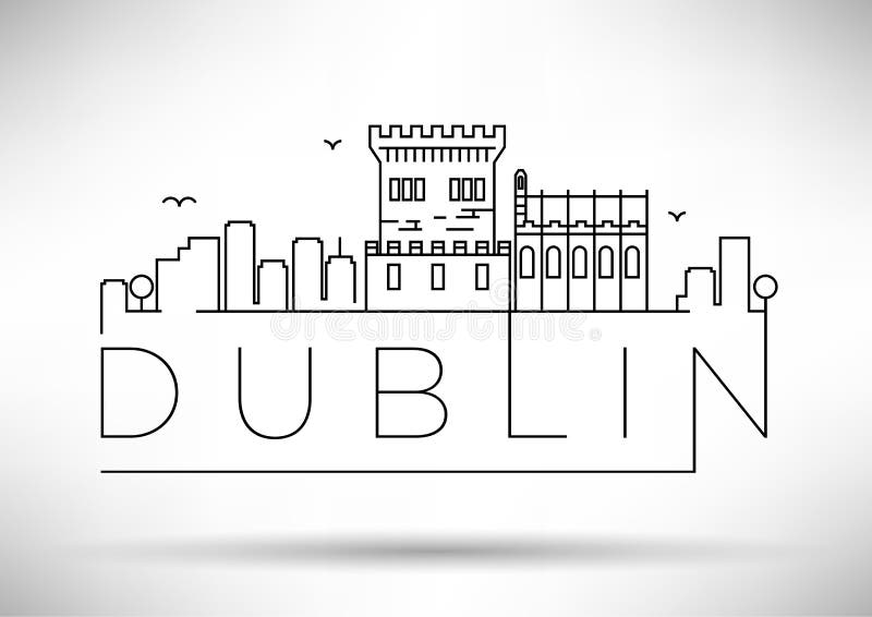 Linear Dublin City Silhouette with Typographic Design Stock Vector ...