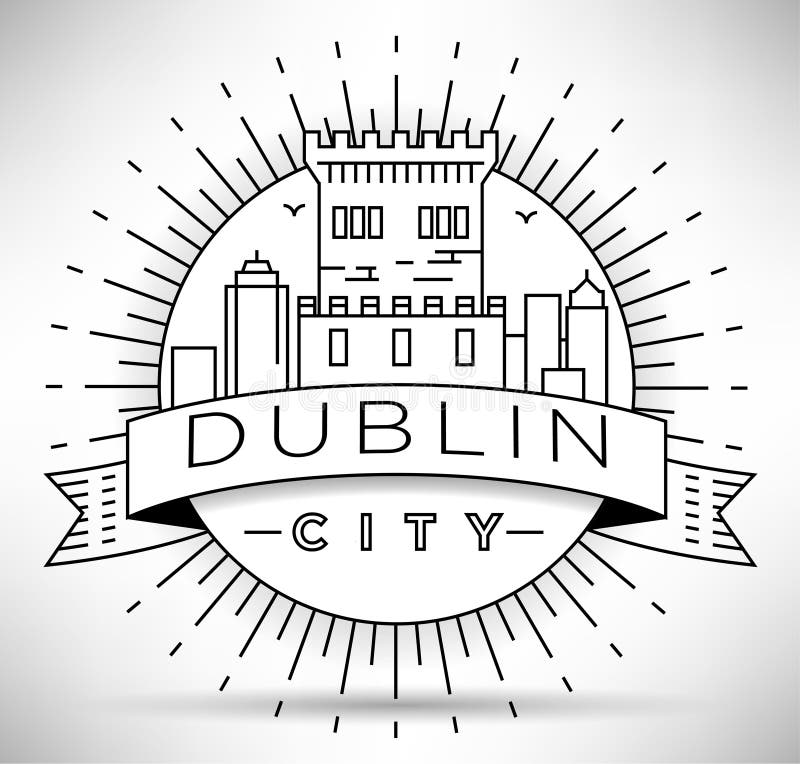 Linear Dublin City Silhouette with Typographic Design Stock Vector ...