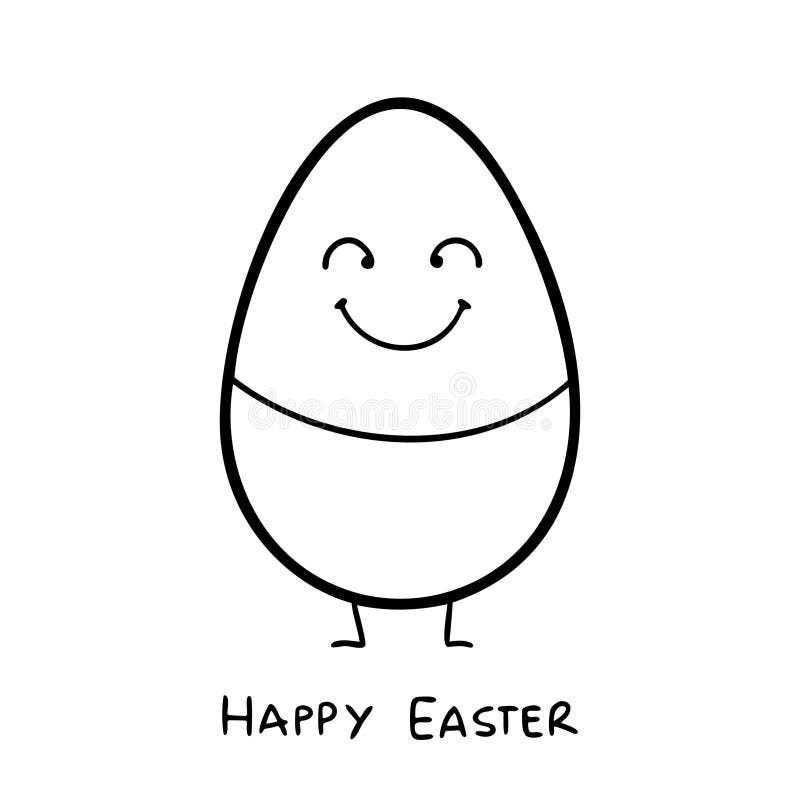 Linear Easter Egg with Smiling Face is Wishing You Happy Easter. Simple ...