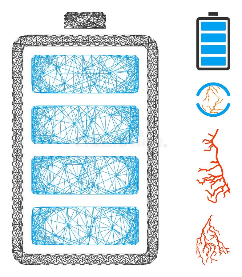 Linear Electric Battery Vector Mesh Stock Illustration - Illustration ...