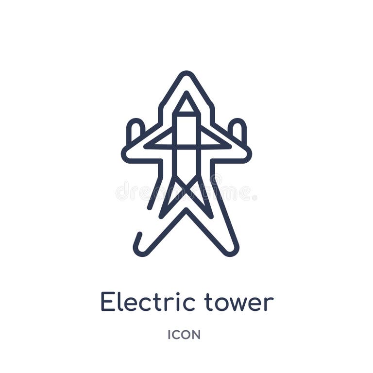 Linear Electric Tower Icon from Construction Tools Outline Collection ...