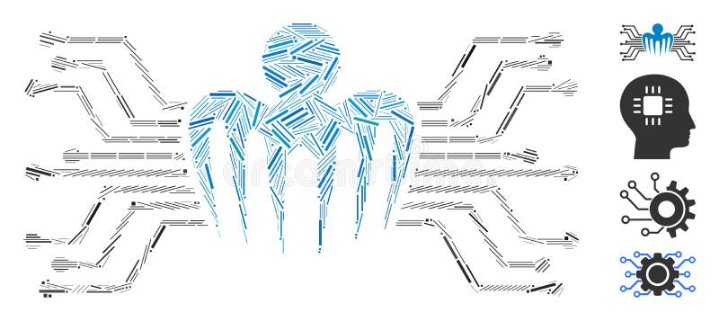 Linear Electronic Circuit Spectre Icon Vector Collage Stock ...