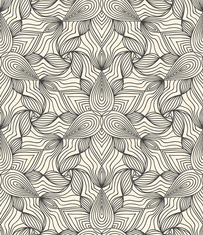 Linear Engraving Abstract Floral Pattern Stock Vector - Illustration of ...
