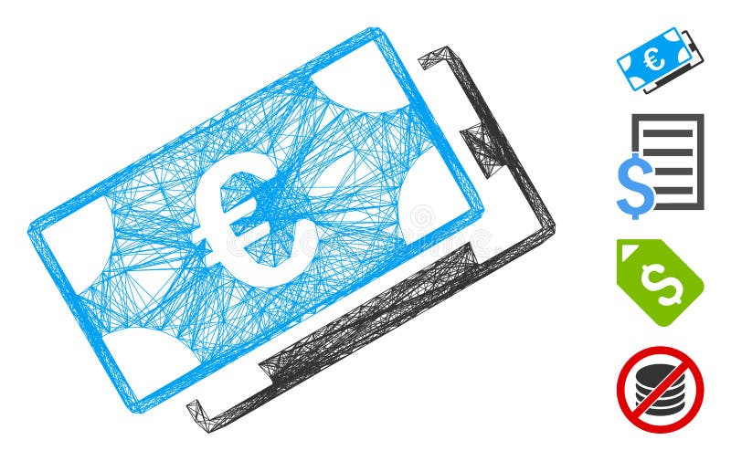 Linear Euro Banknotes Vector Mesh Stock Vector - Illustration of profit ...
