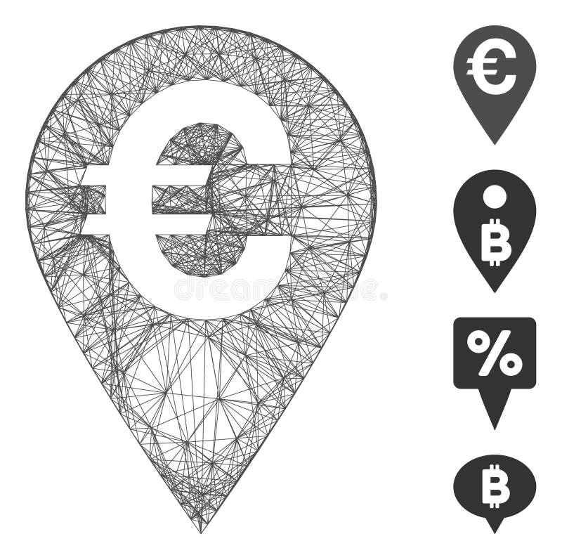 Linear Euro Map Marker Vector Mesh Stock Vector - Illustration of money ...