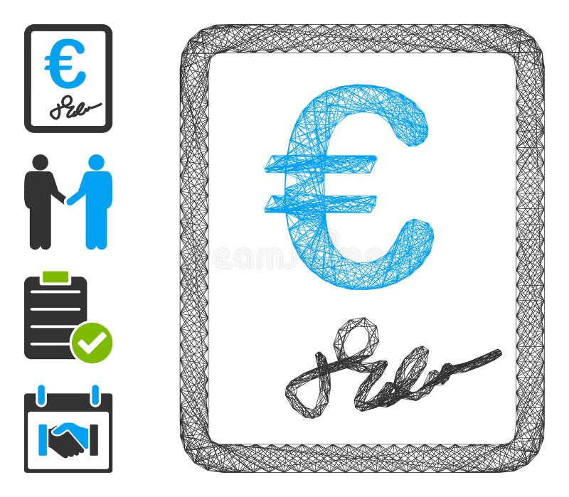 Linear Euro Signed Contract Vector Mesh Stock Vector - Illustration of ...