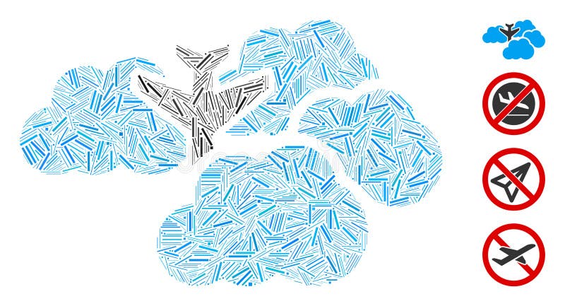 Linear Falling Airplane in Clouds Icon Vector Collage Stock Vector ...