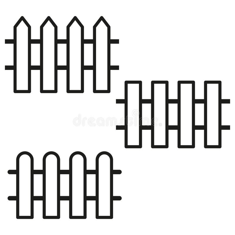 Linear Fence Icons. Enclosure and Security. Boundary Representation ...