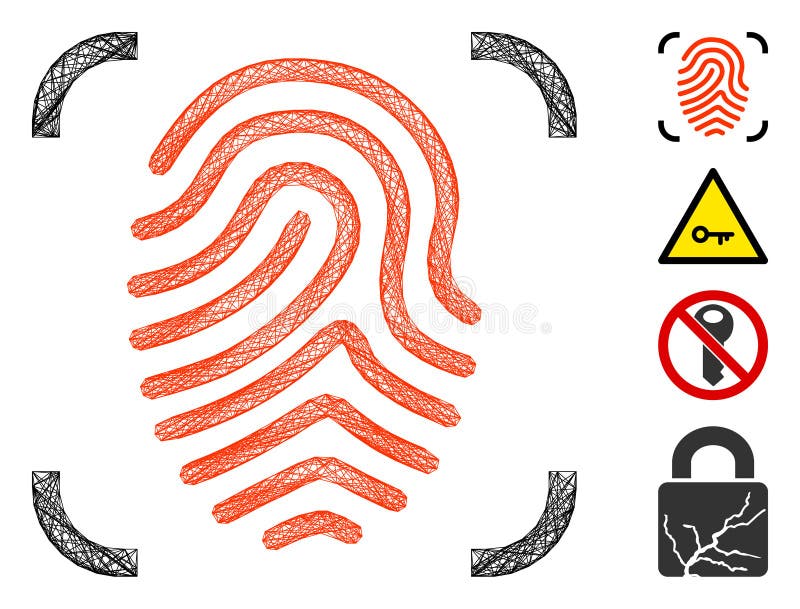 Linear Fingerprint Scan Vector Mesh Stock Illustration - Illustration ...