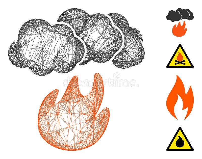 Linear Fire with Smoke Vector Mesh Stock Vector - Illustration of grid ...