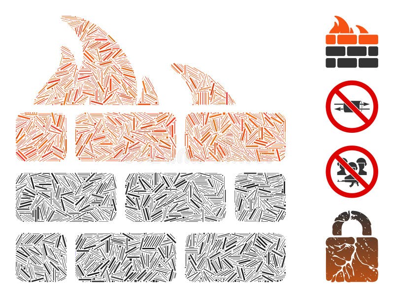 Linear Firewall Icon Vector Collage Stock Illustration - Illustration ...