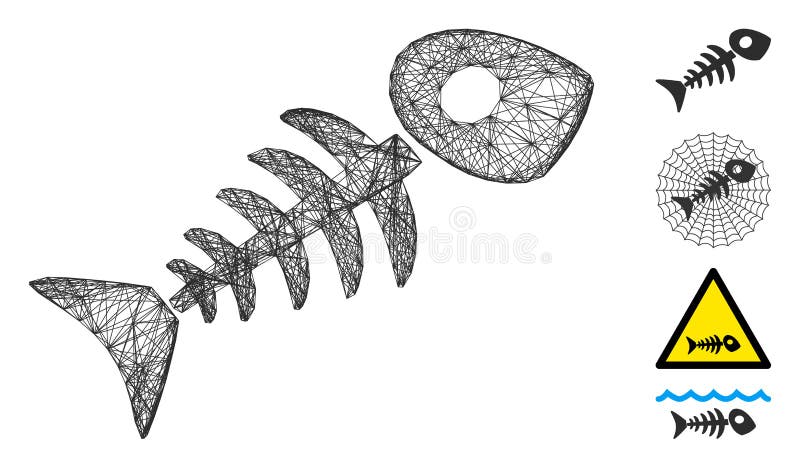 Linear Fish Skeleton Vector Mesh Stock Illustration - Illustration of ...