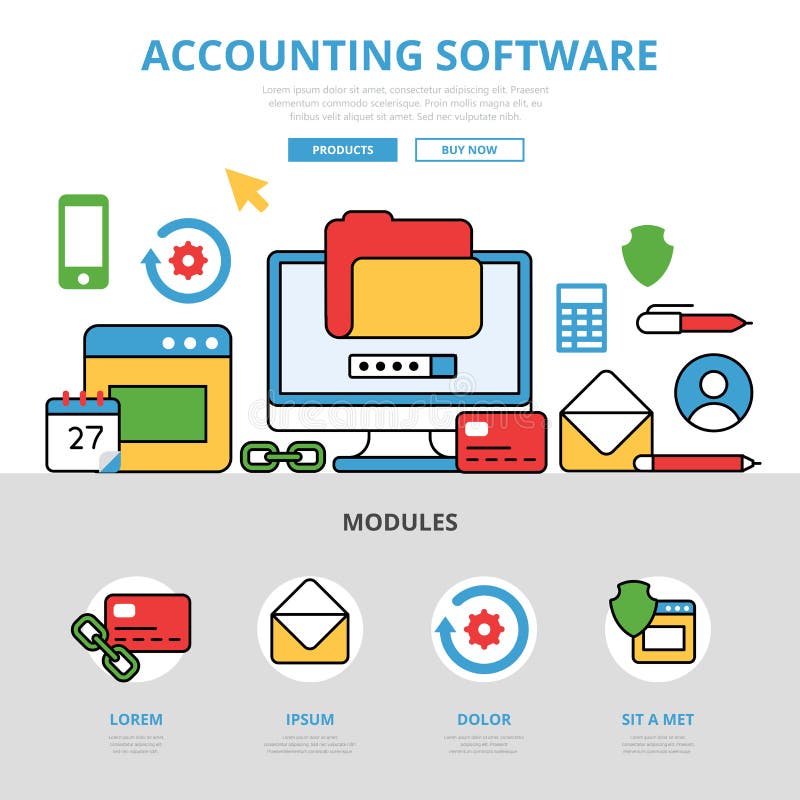 Linear Flat Accounting Software App Infographics V Stock Illustration ...
