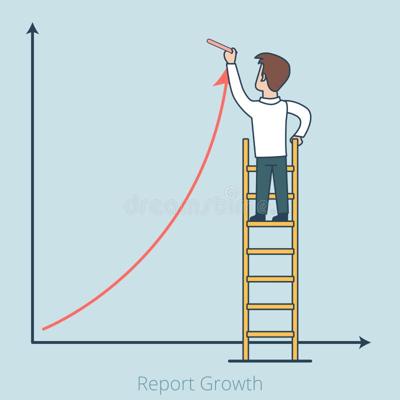 Linear Flat Analytics Man Leather Growth Report Gr Stock Vector ...