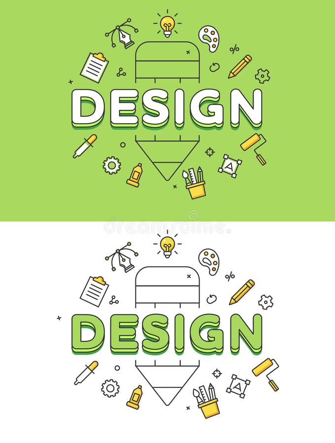 Linear Flat DESIGN Pencil Icons Website Vector Set Stock Vector ...