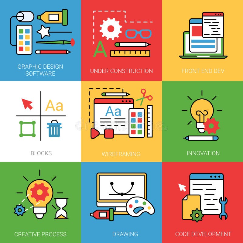 Web Design Development Programming Coding Mockup Flat 3d Concept Stock