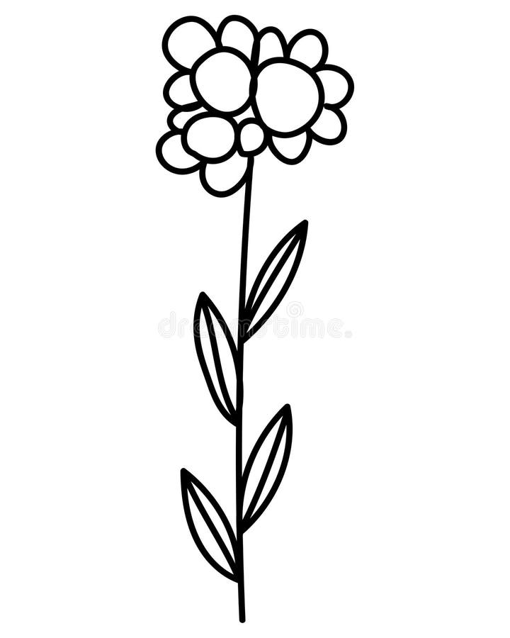Flower With Stem Outline Clipart