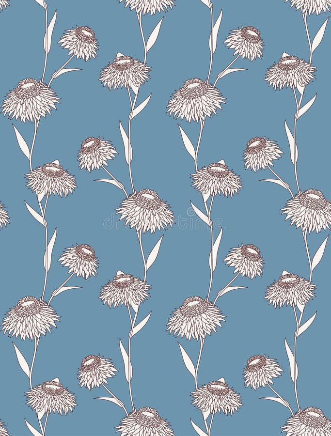 Linear Flower Drawing Detailed Stock Vector - Illustration of botany ...