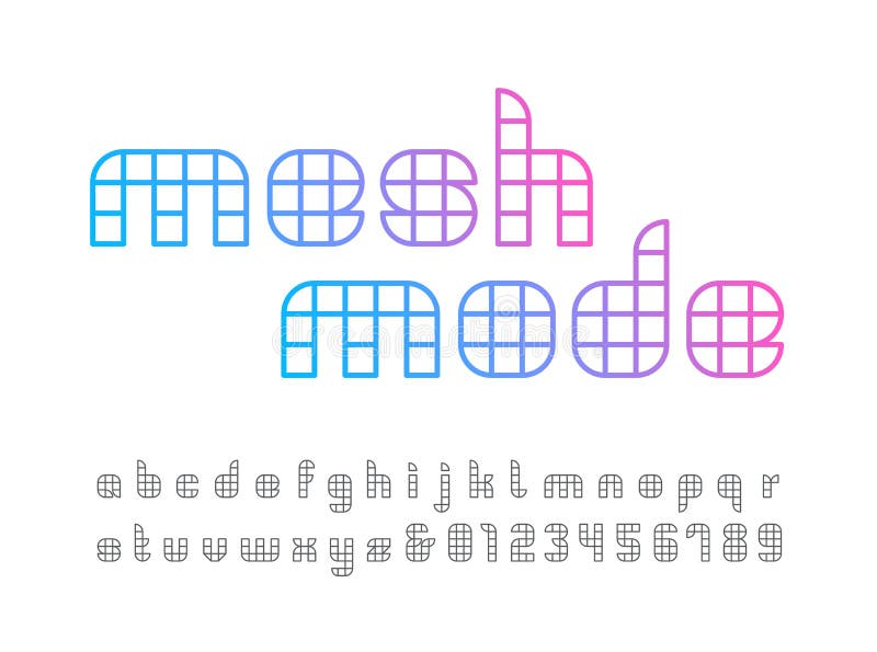 Linear Font. Vector Alphabet with Mesh Effect Letters and Number Stock ...