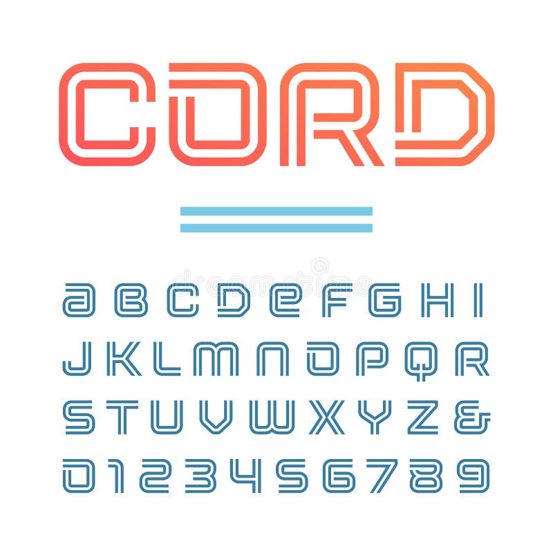 Linear Font. Vector Alphabet with Stripes Effect Letters and Numbers ...