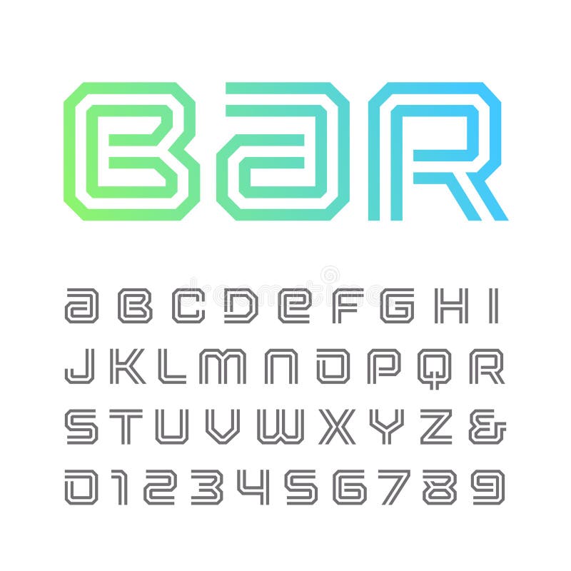 Linear Font. Vector Alphabet with Stripes Effect Letters and Numbers ...