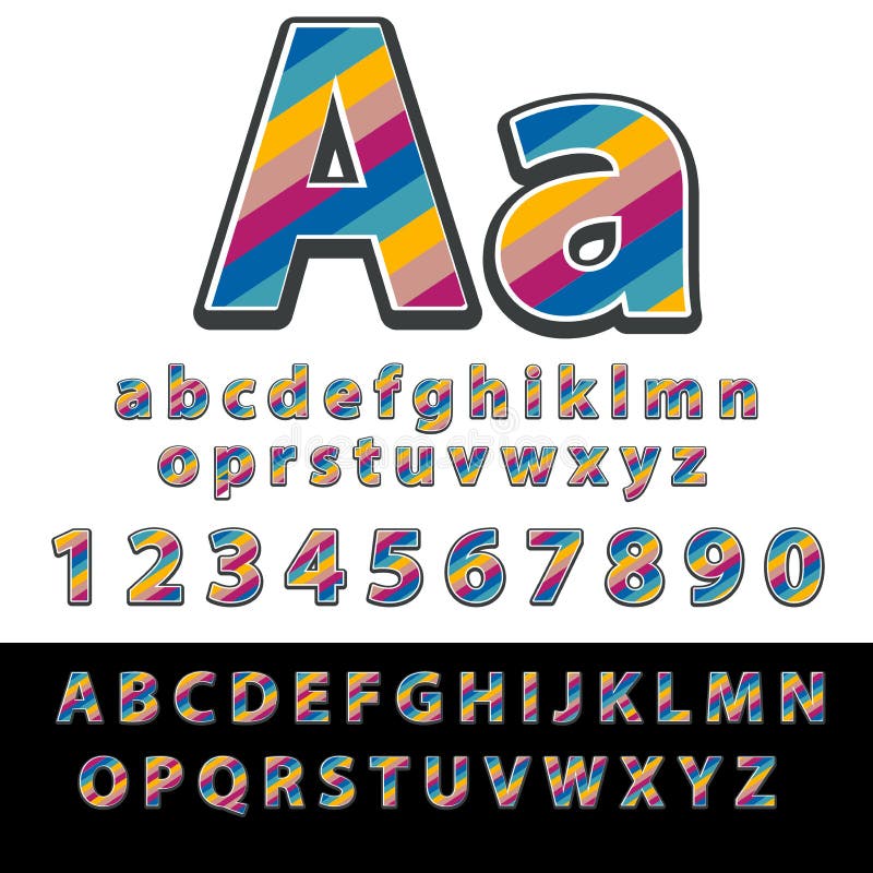 Linear Font. Vector Alphabet with Stripes Effect Letters and Numbers ... Linear Font. Vector Alphabet with Stripes Effect Letters and Numbers ...